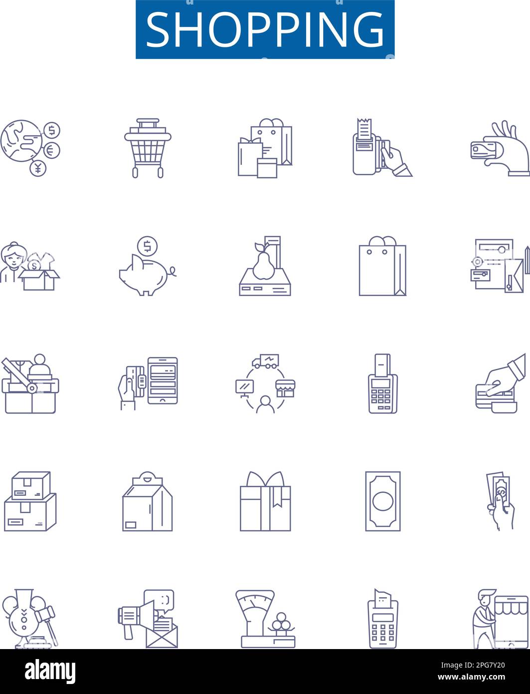 Shopping line icons signs set. Design collection of Shopping, Buying ...