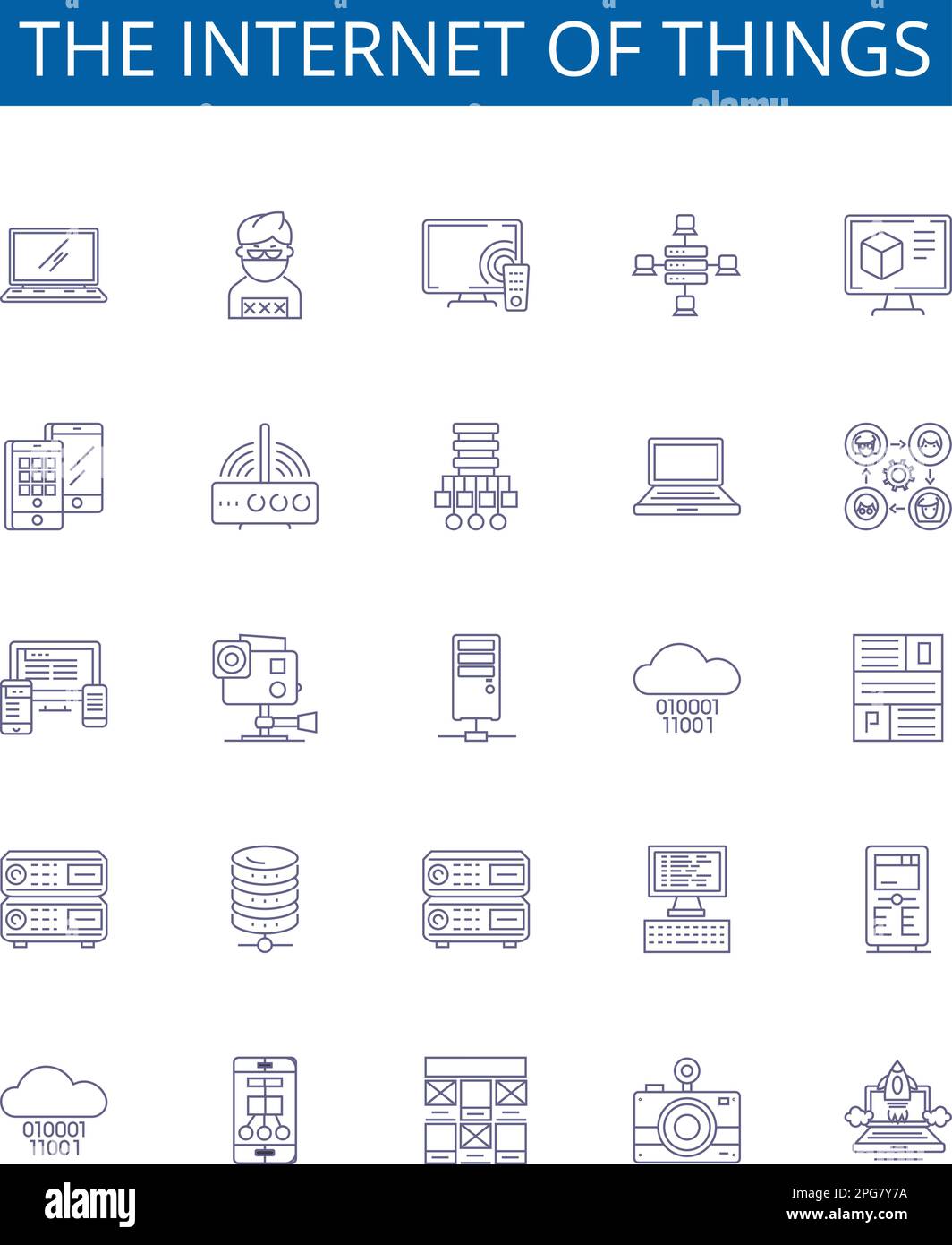 The internet of things line icons signs set. Design collection of IoT ... The internet of things line icons signs set. Design collection of IoT ...