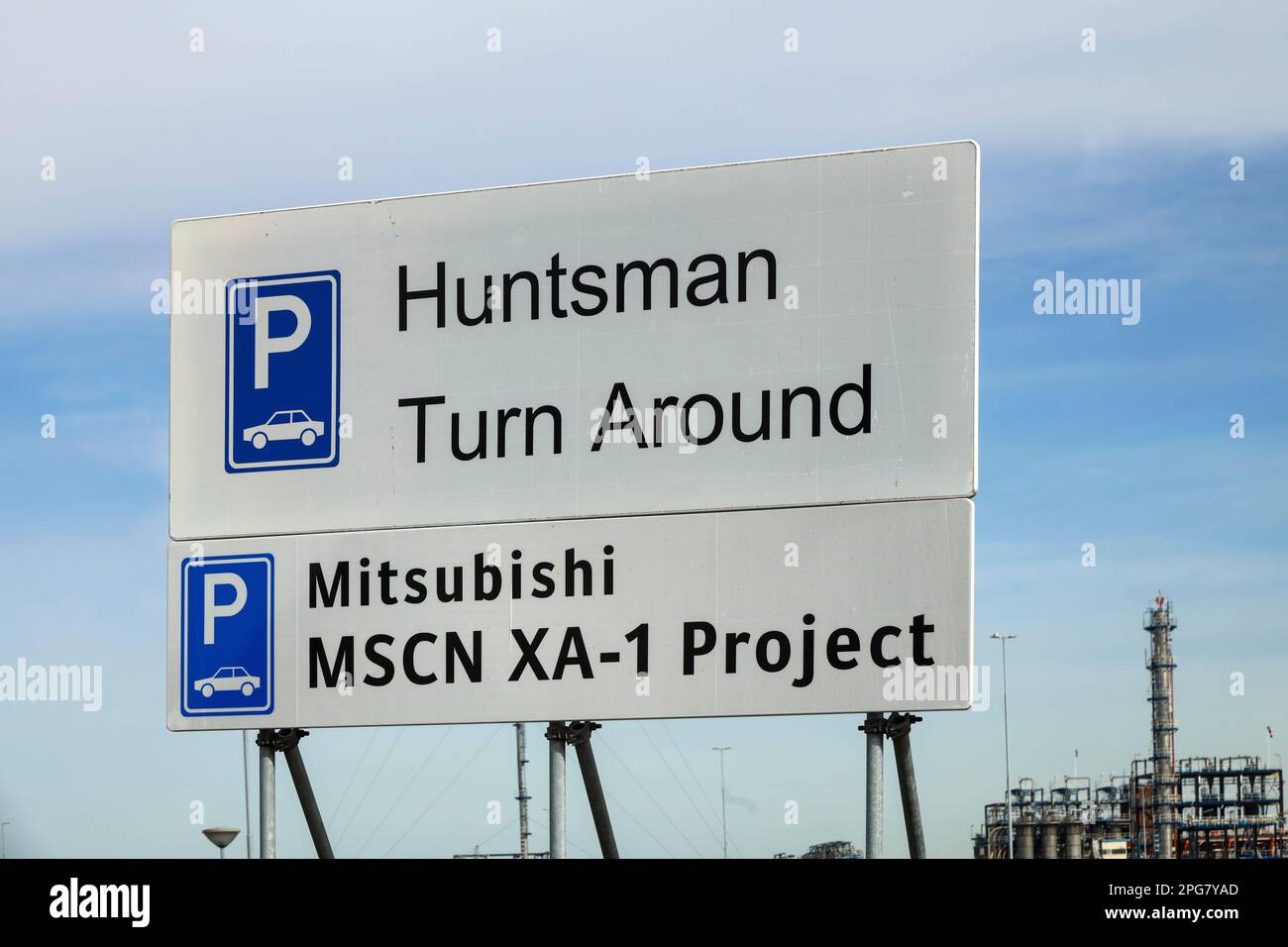 Chemical installation of Huntsman at the Botlek harbor in the port of ...