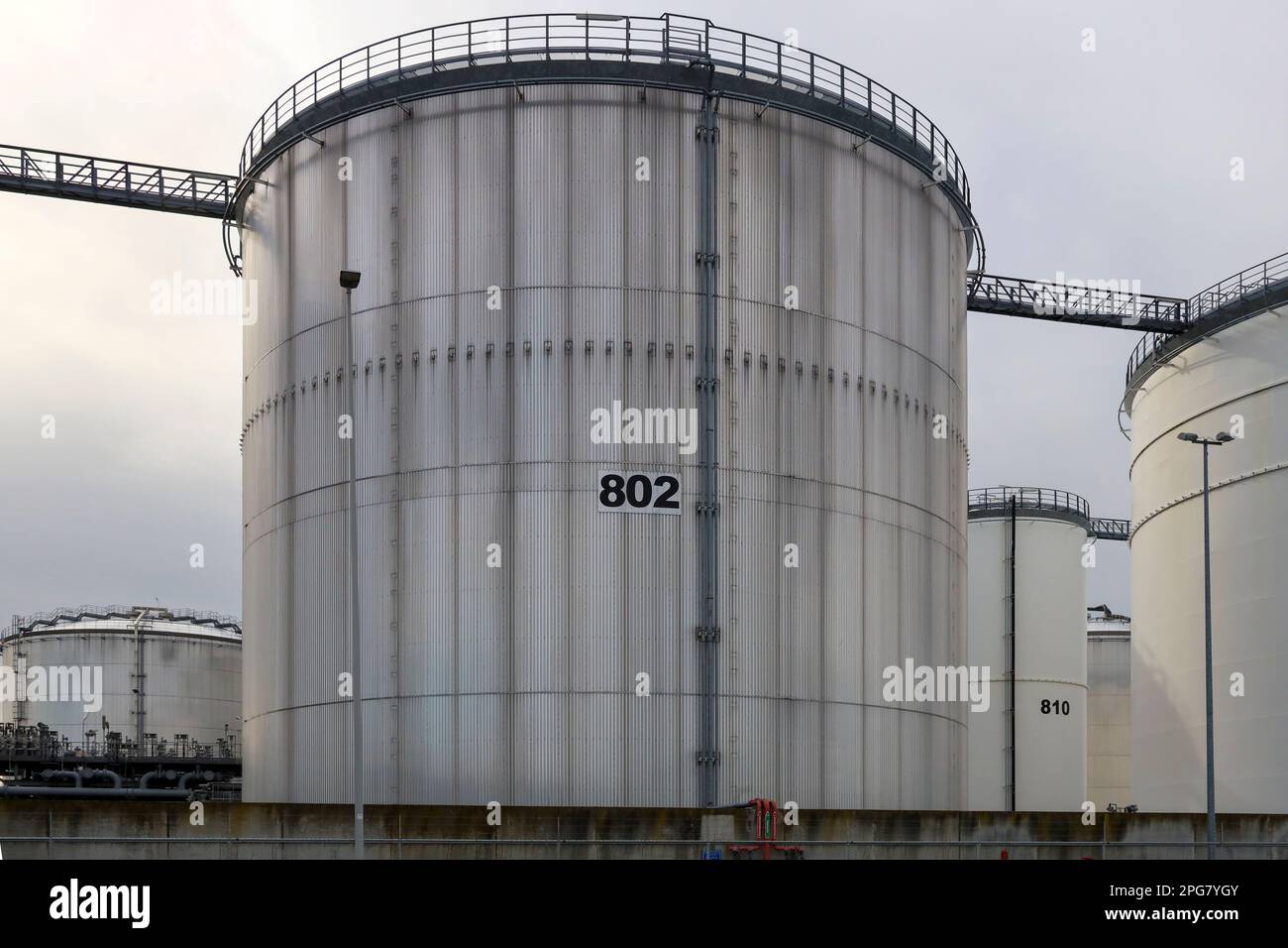 Tanks for oil and petro storage at the Pernis harbor in the port of ...