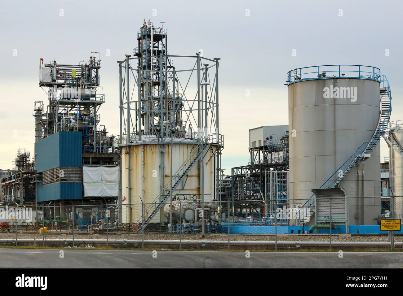 Refinery installation and tanks in the Botlek harbor at the port of ...