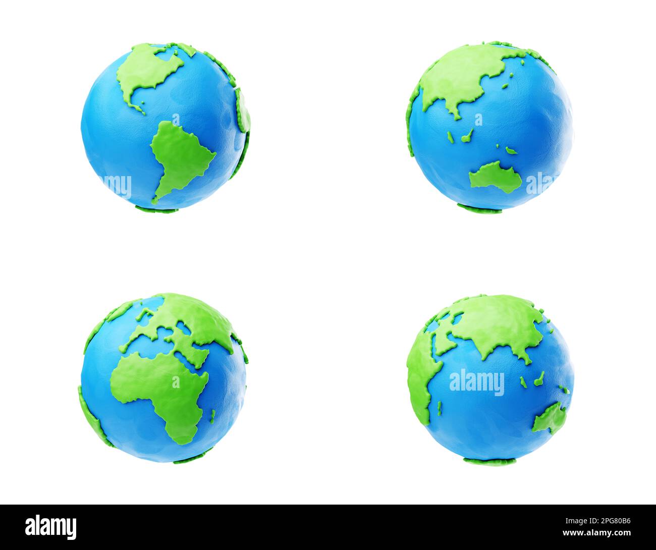 Plasticine cartoon Earth isolated on white background Stock Photo - Alamy