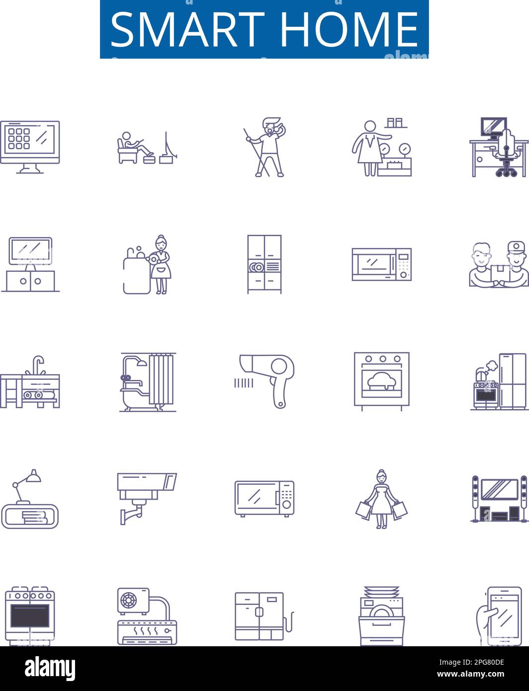 Smart Home Line Icons Signs Set Design Collection Of Smart Home Automation Automated