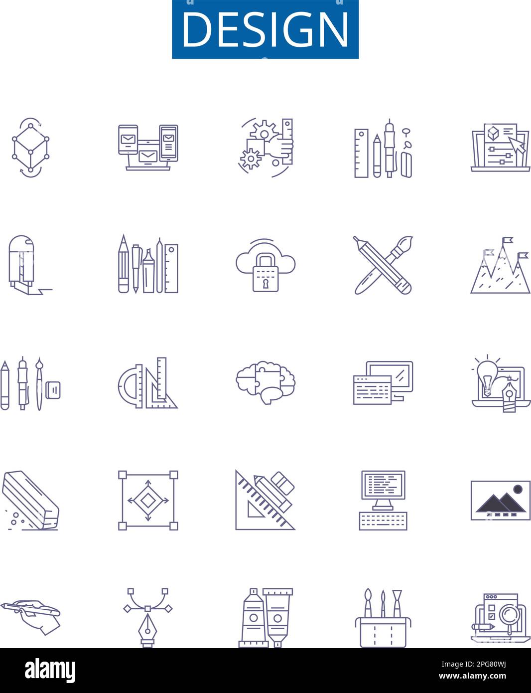 Design line icons signs set. Design collection of Design, creativity ...