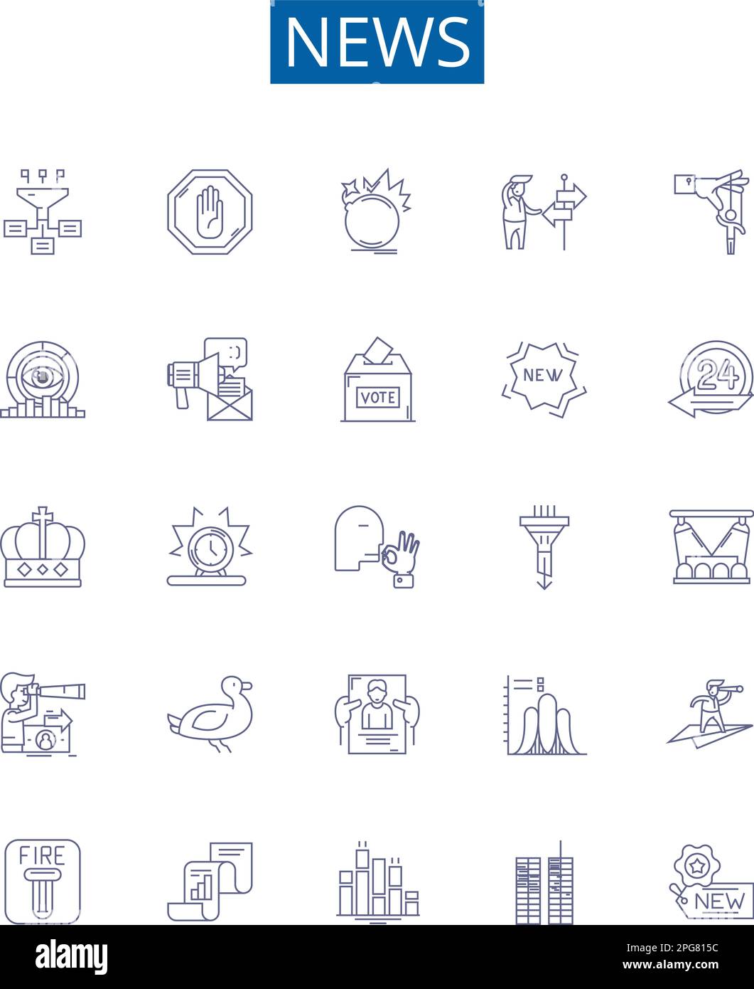 News line icons signs set. Design collection of Breaking, Headlines ...