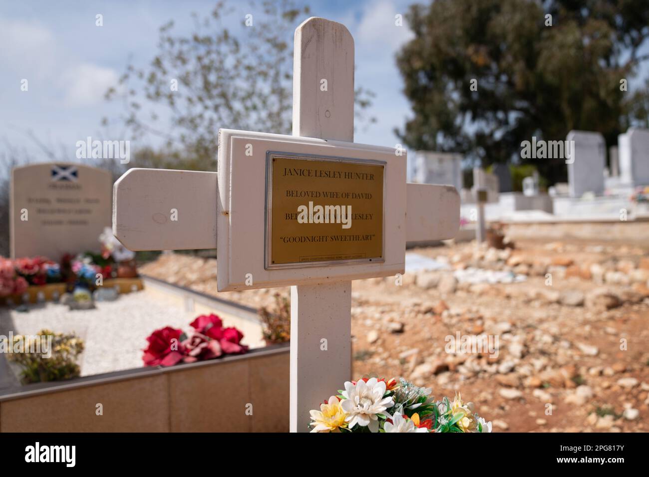The grave of Janice Hunter at the cemetery in Tremithousa, Cyprus ...