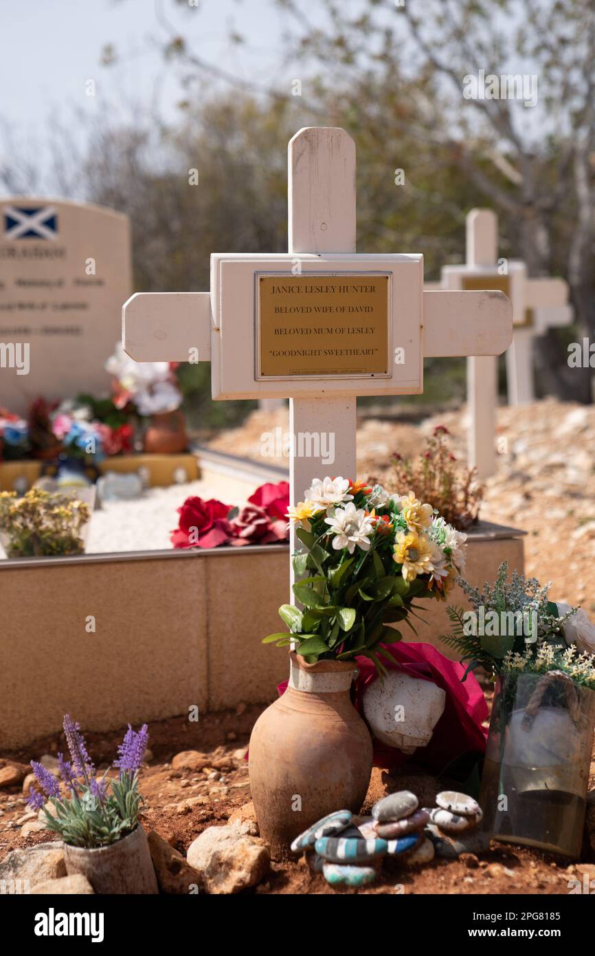 The grave of Janice Hunter at the cemetery in Tremithousa, Cyprus ...