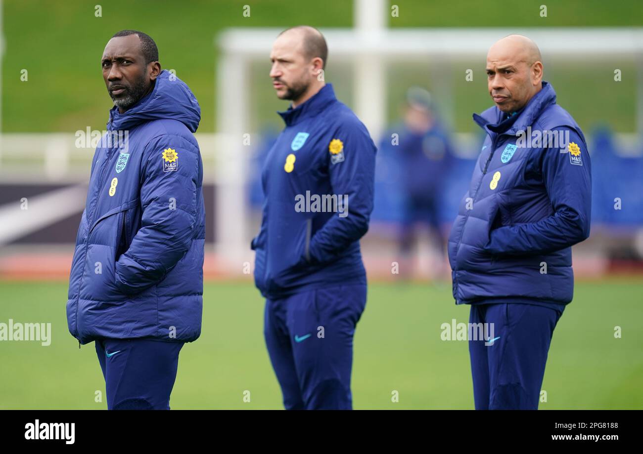 Coach Jimmy Floyd Hasselbaink (left) and coach Paul Nevin (right ...