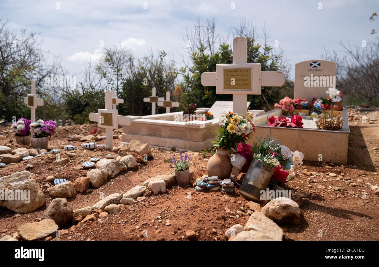 The grave of Janice Hunter at the cemetery in Tremithousa, Cyprus ...
