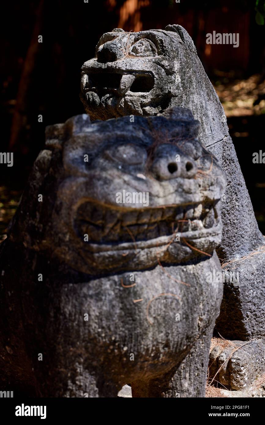 Stone animals at Ocean Expo Park; Motobu, Okinawa, Japan Stock Photo ...