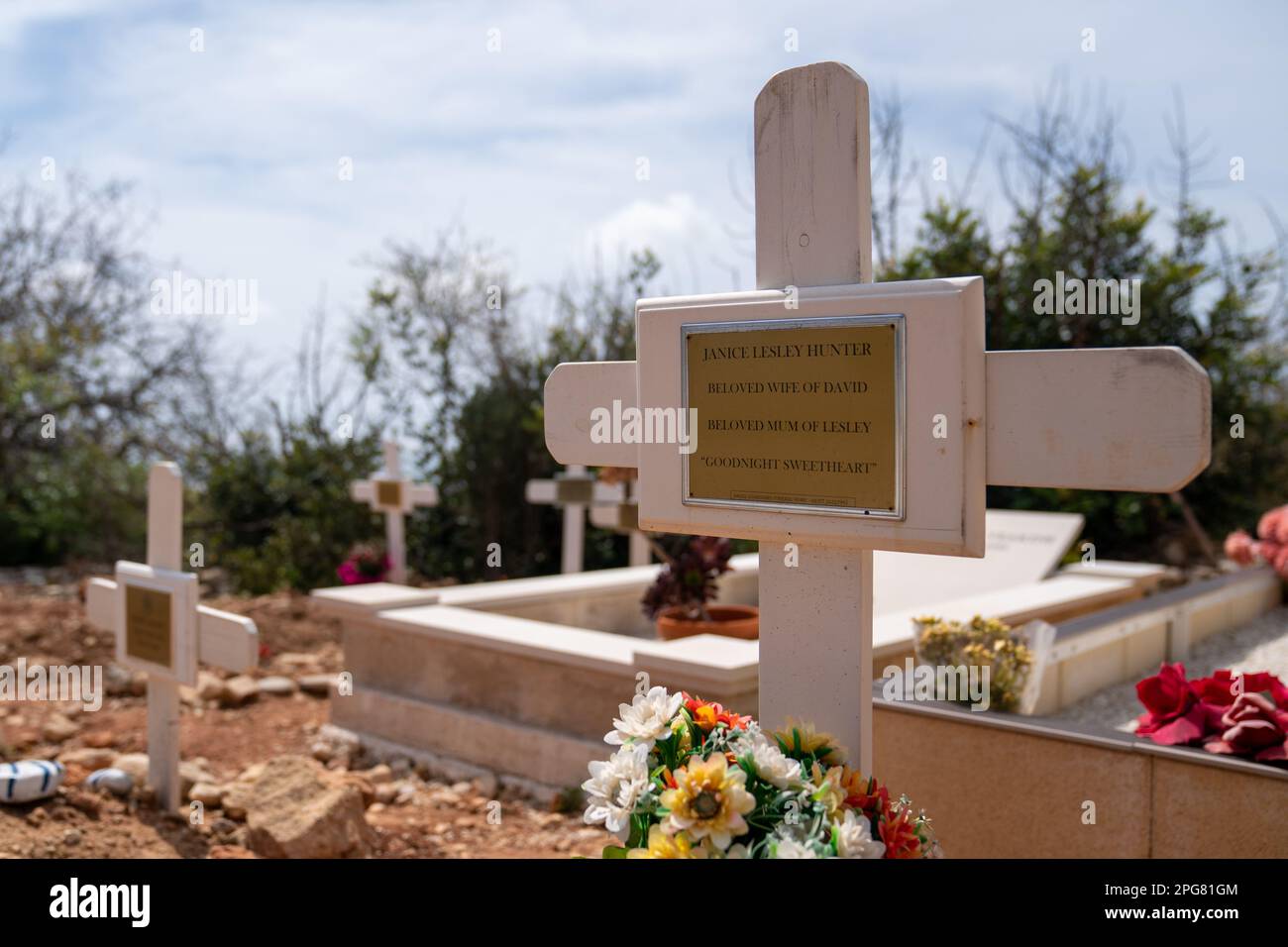 The grave of Janice Hunter at the cemetery in Tremithousa, Cyprus ...