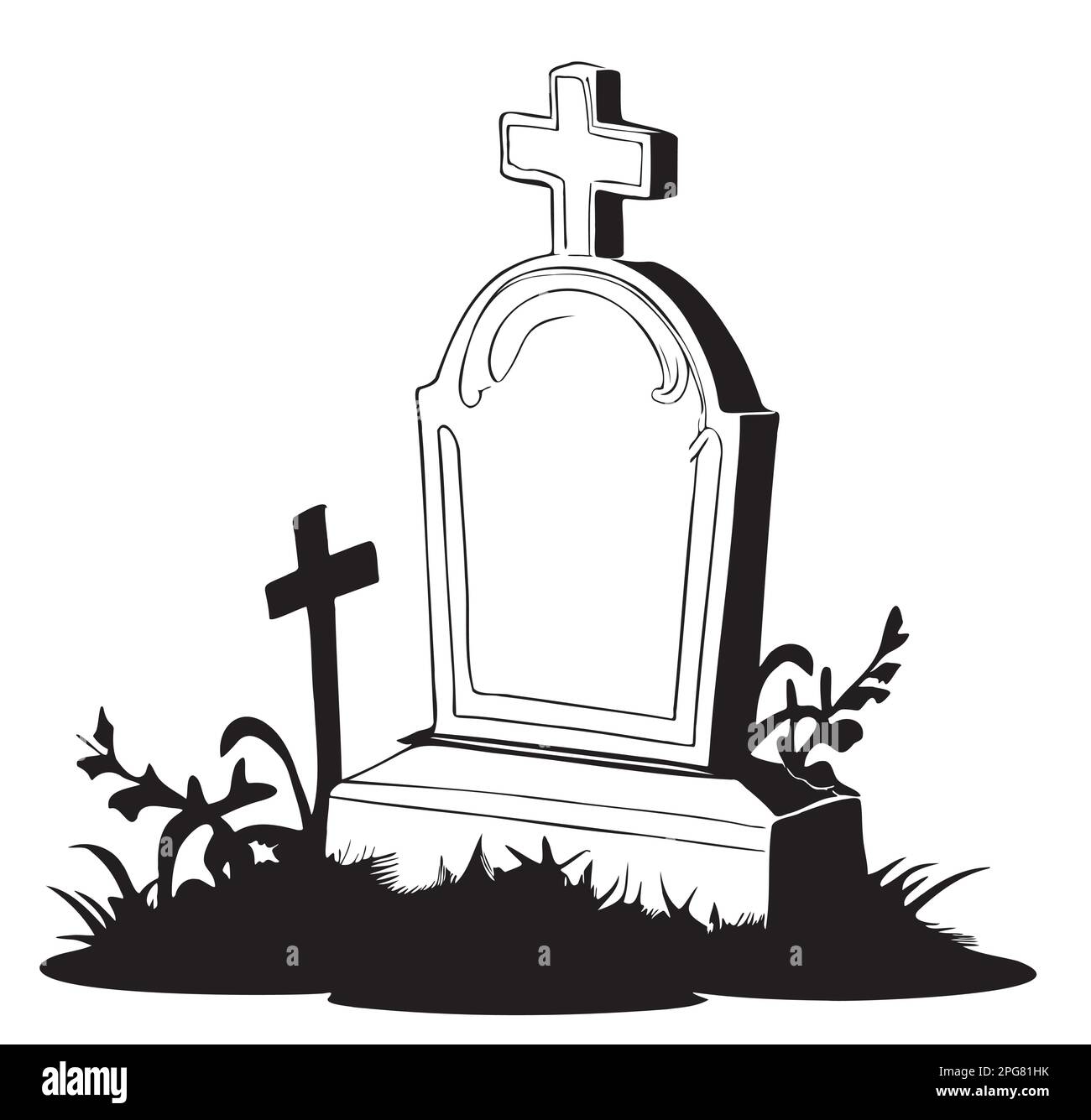 Tombstone cartoon hand drawn sketch Halloween illustration Stock Vector ...