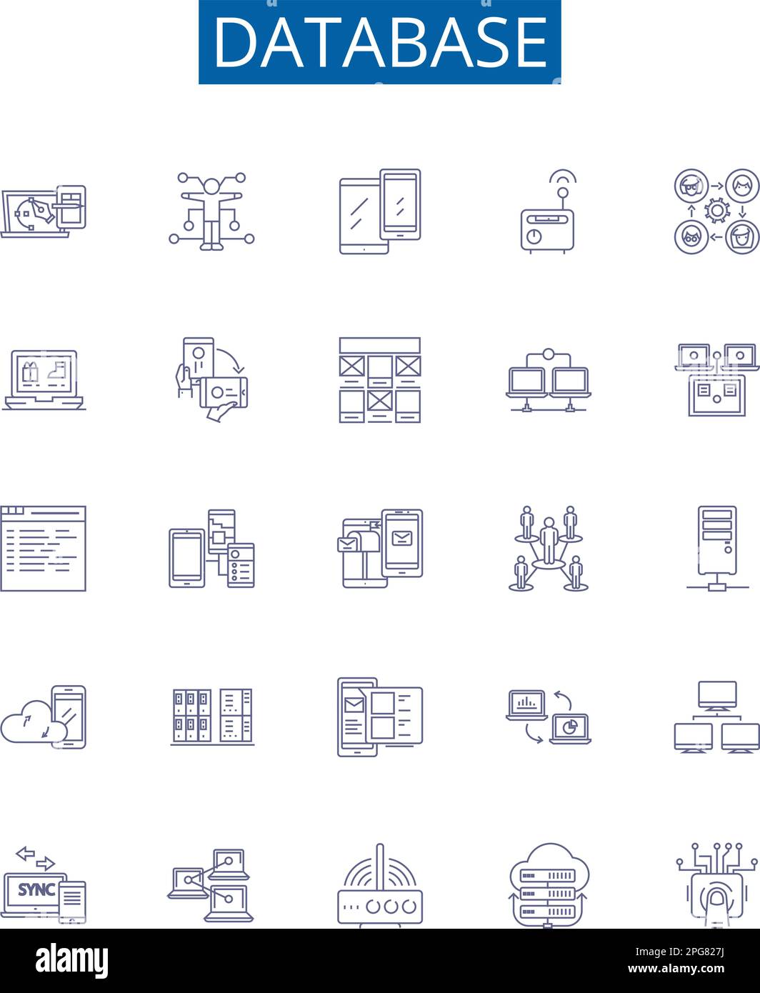 Database Line Icons Signs Set Design Collection Of Database Store Records Storage