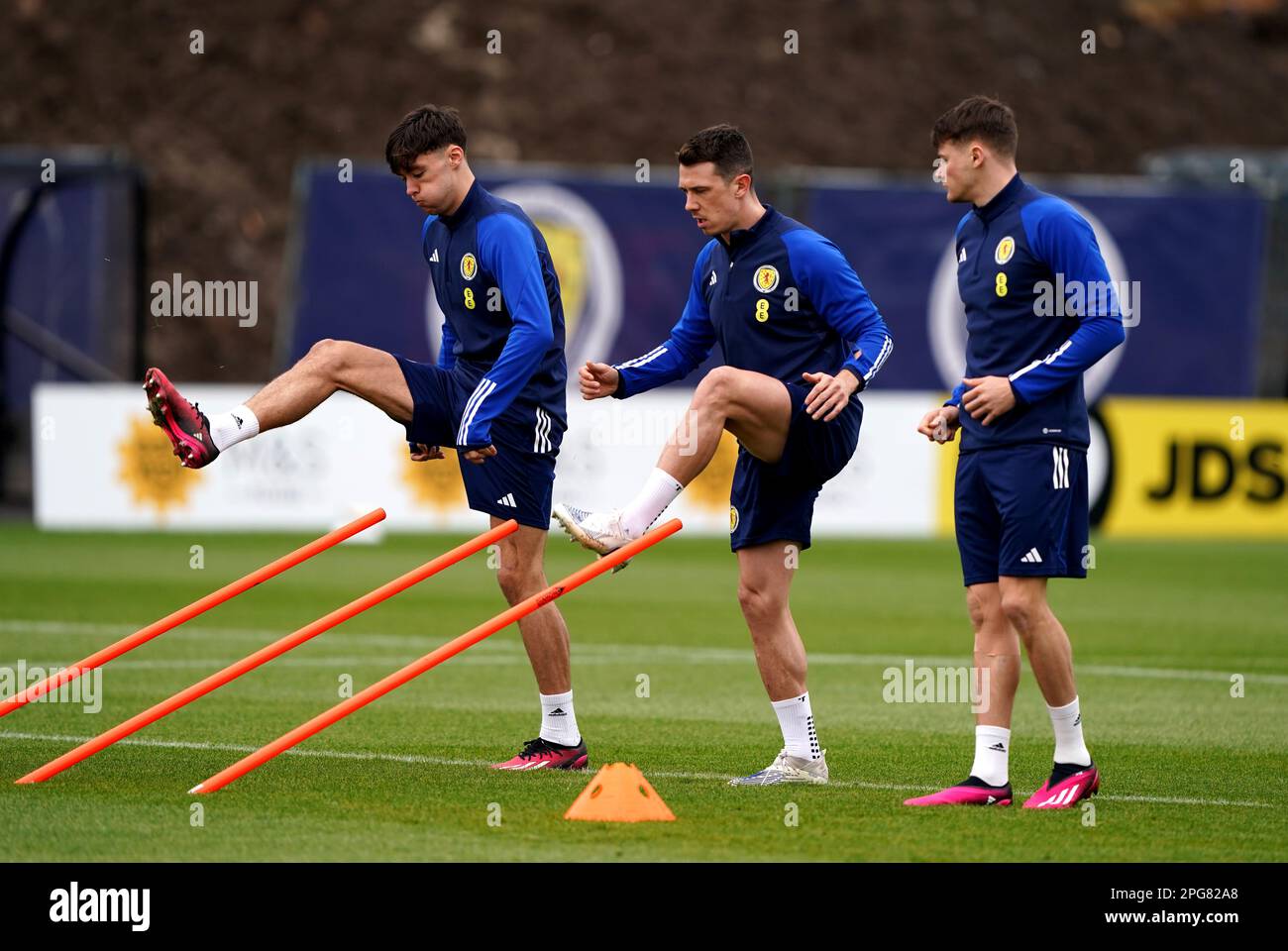 Scotland's Aaron Hickey, Ryan Jack and Nathan Patterson during the ...