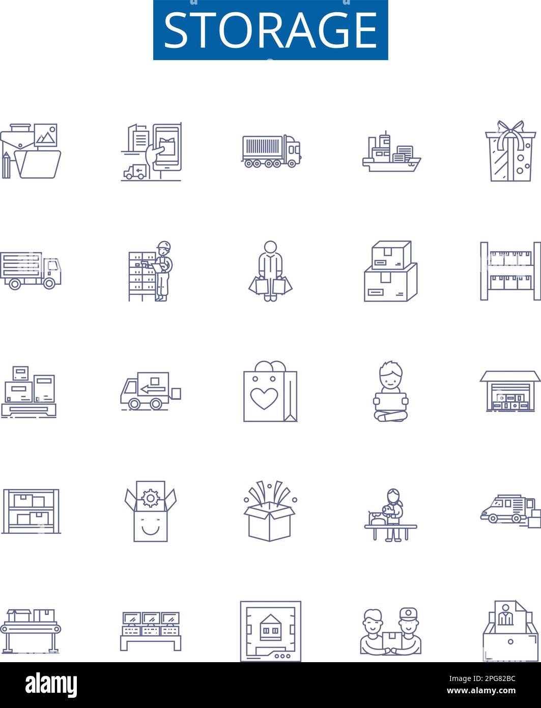 Storage Line Icons Signs Set Design Collection Of Storage Preservation Stocking Stockpiling