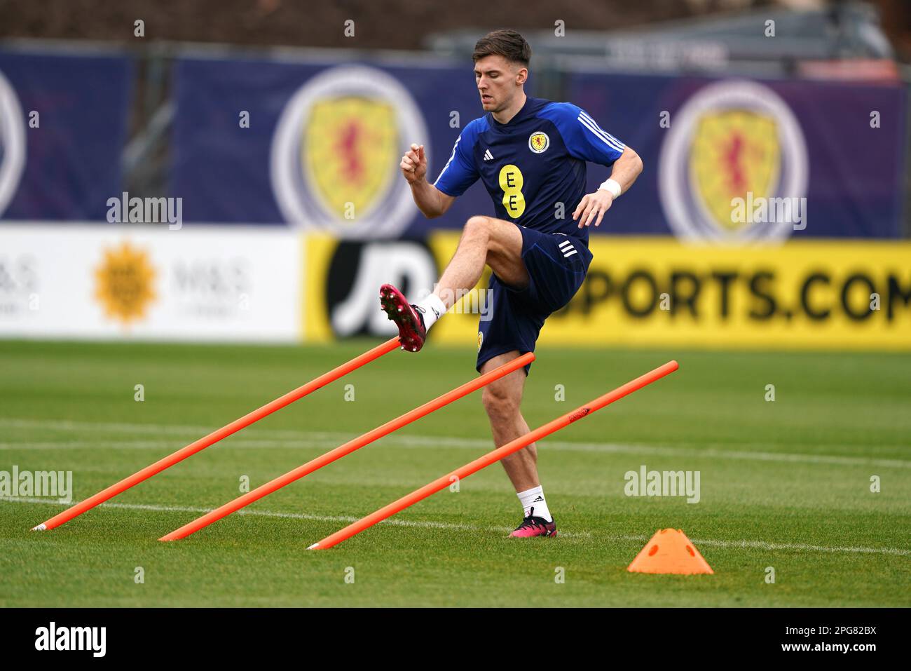 Scotland's Kieran Tierney during the training session at Lesser Hampden ...