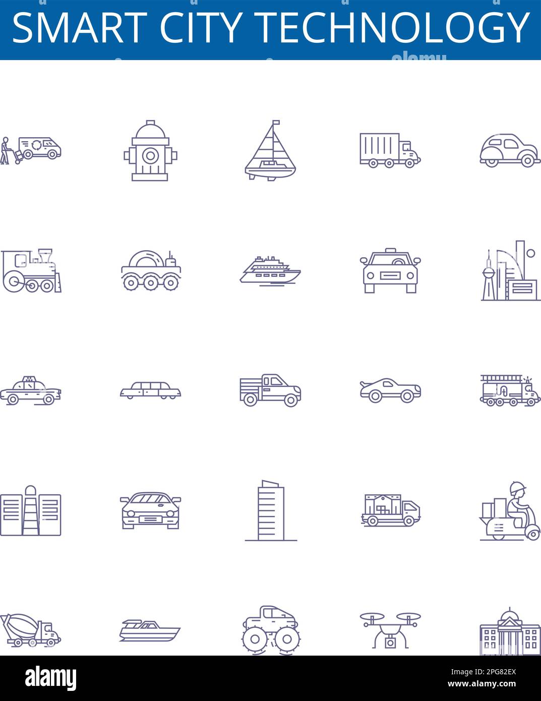 Smart city technology line icons signs set. Design collection of Smart ... Smart city technology line icons signs set. Design collection of Smart ...