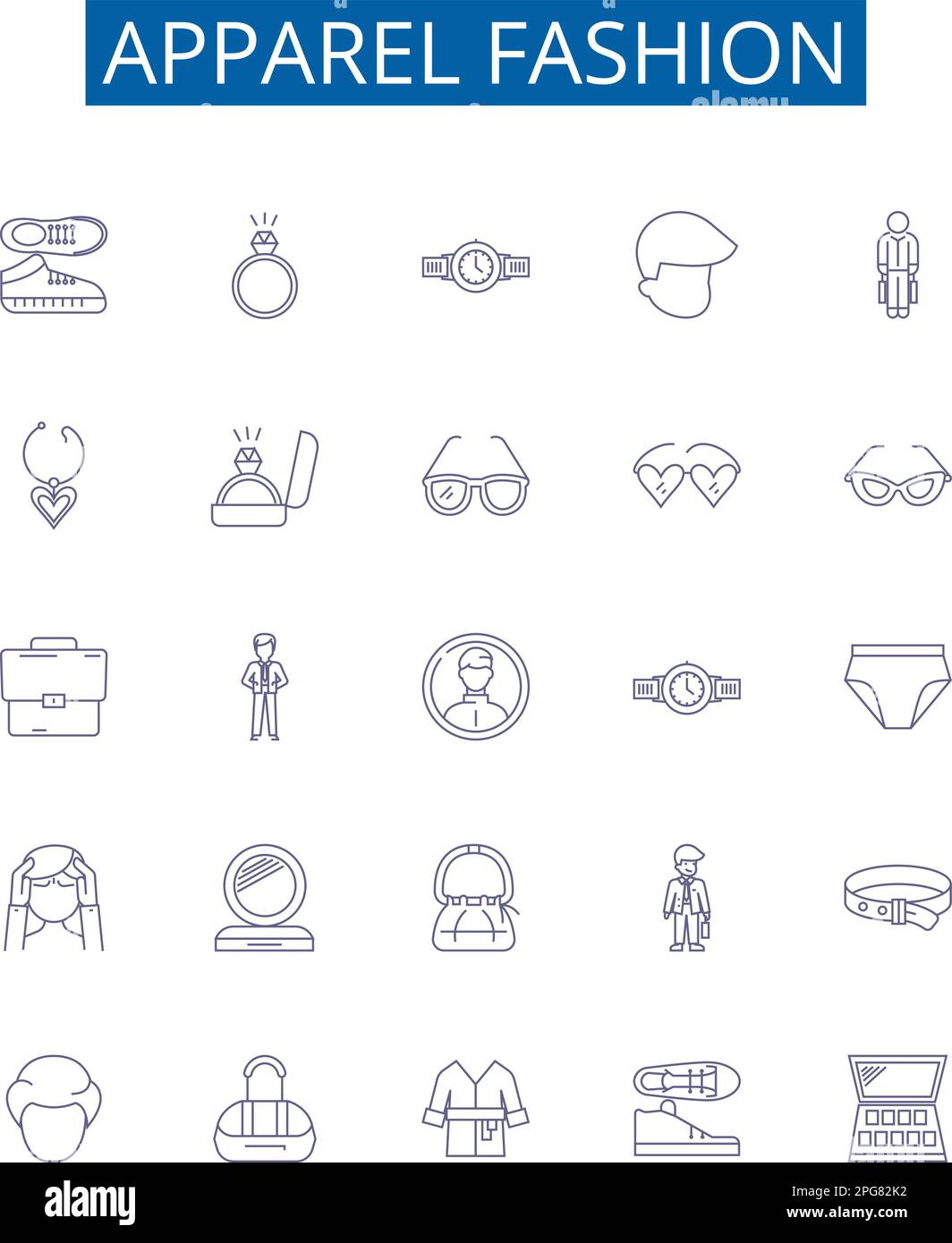 Apparel fashion line icons signs set. Design collection of Clothing ...