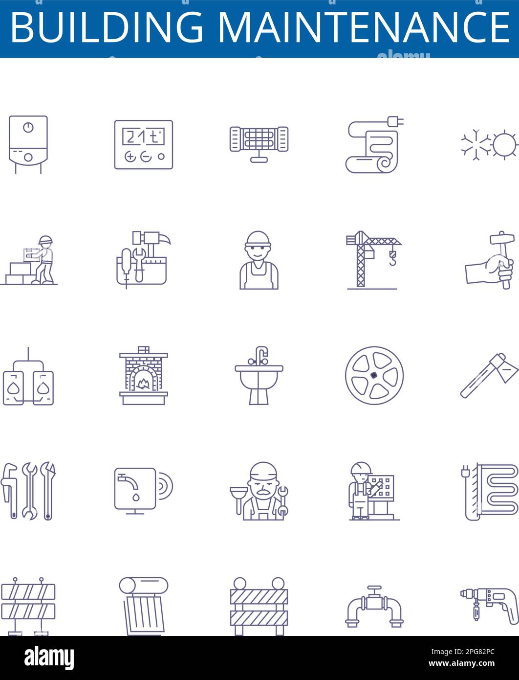 Building maintenance line icons signs set. Design collection of Repair ...