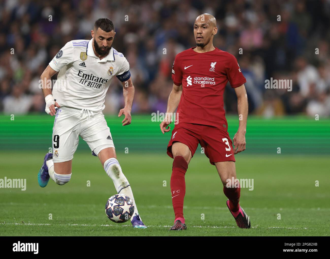 Madrid, Spain, 15th March 2023. Fabinho of Liverpool FC plays the ball ...