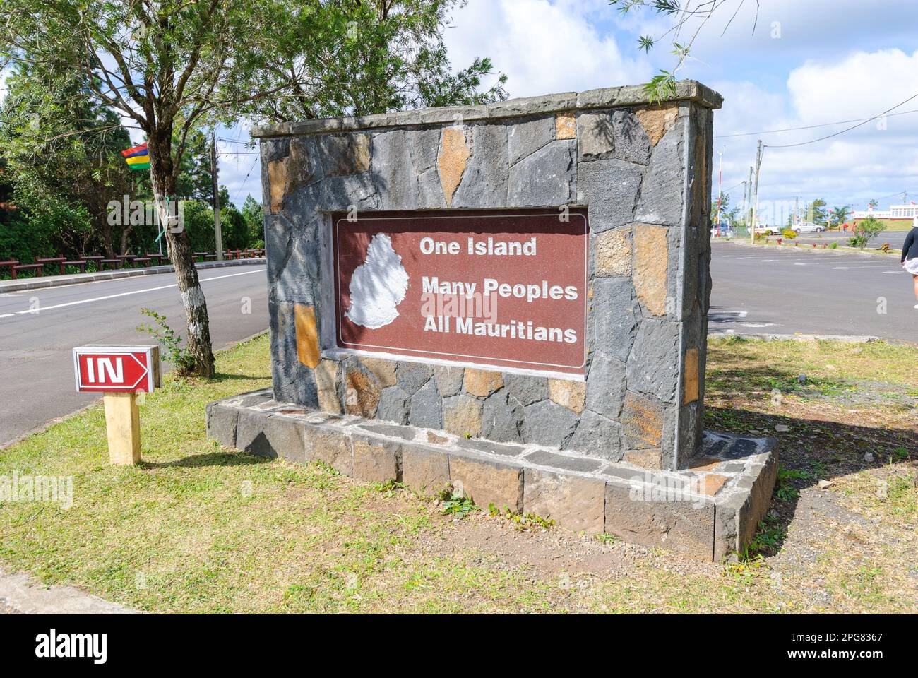 "One Island Many Peoples All Mauritians" Sign, Mauritius Stock Photo ...
