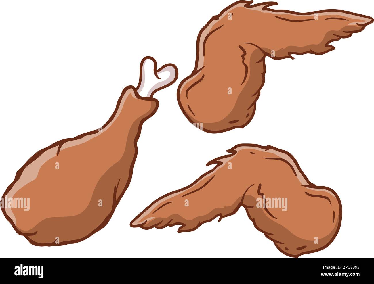 fried chicken wings cartoon illustration, editable vector eps 10 Stock ...