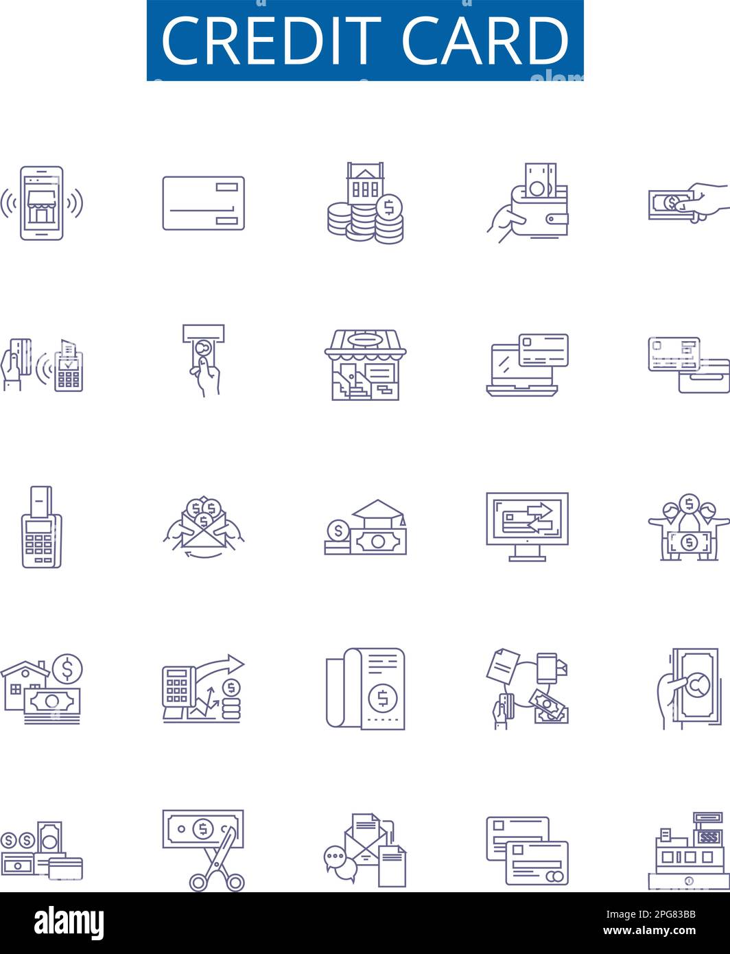 Credit card line icons signs set. Design collection of Card, Credit ...