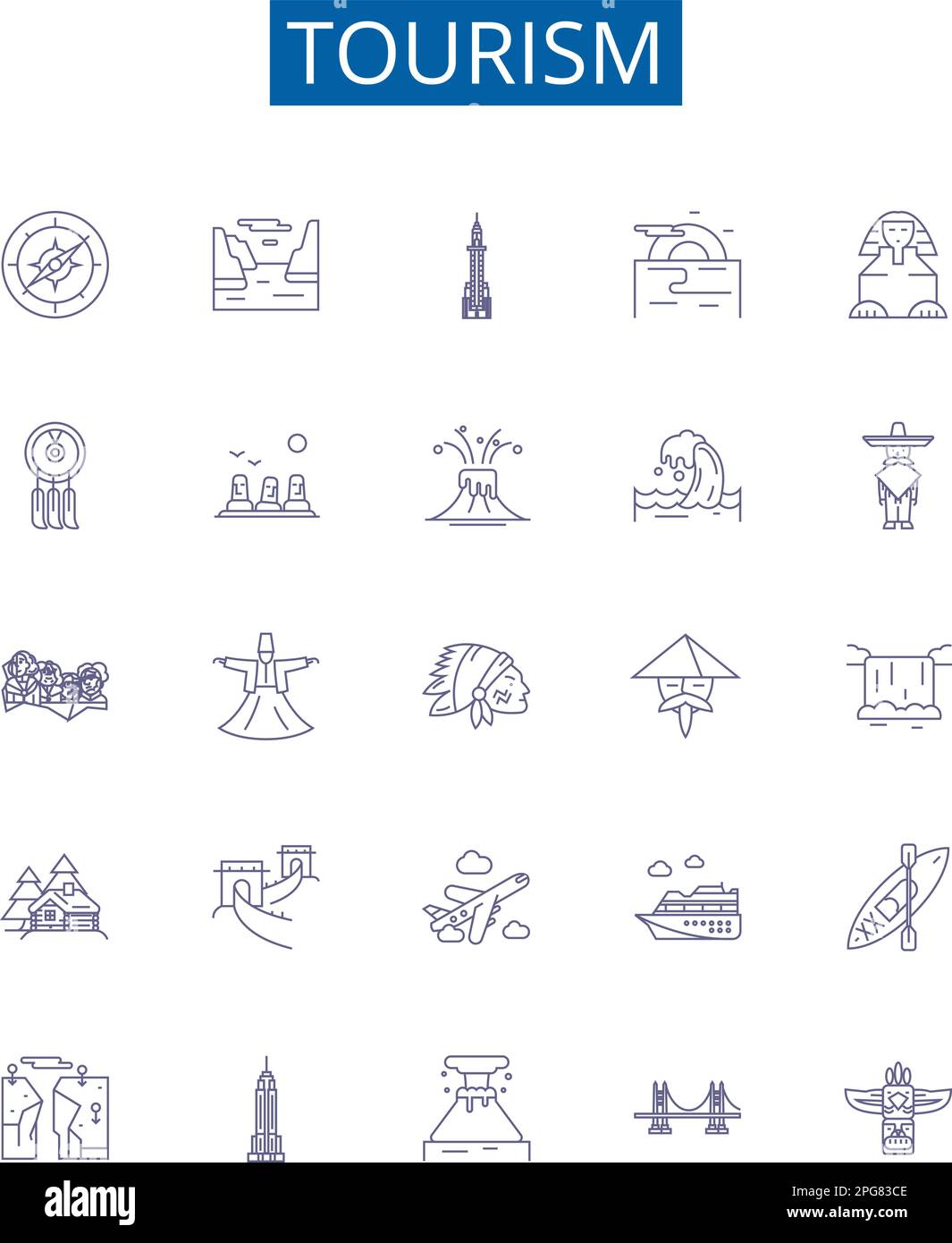 Tourism line icons signs set. Design collection of Travel, Sightseeing ...