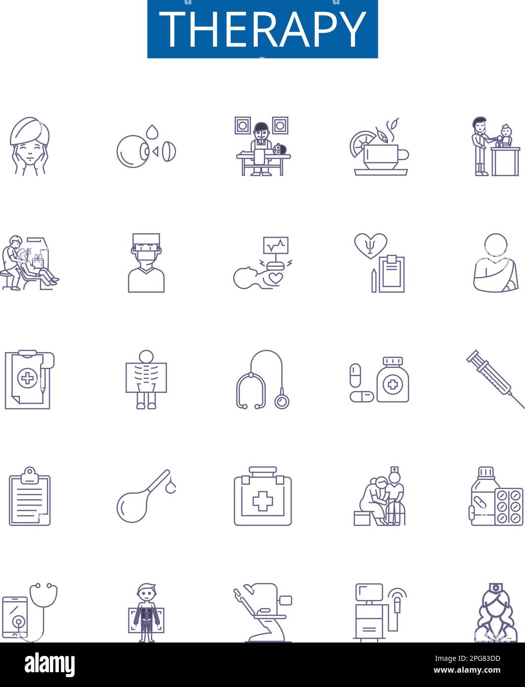 Therapy line icons signs set. Design collection of Therapy, Counseling ...