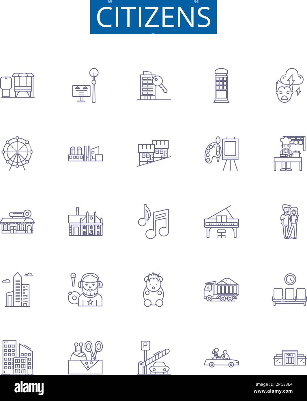 Citizens line icons signs set. Design collection of Citizens ...