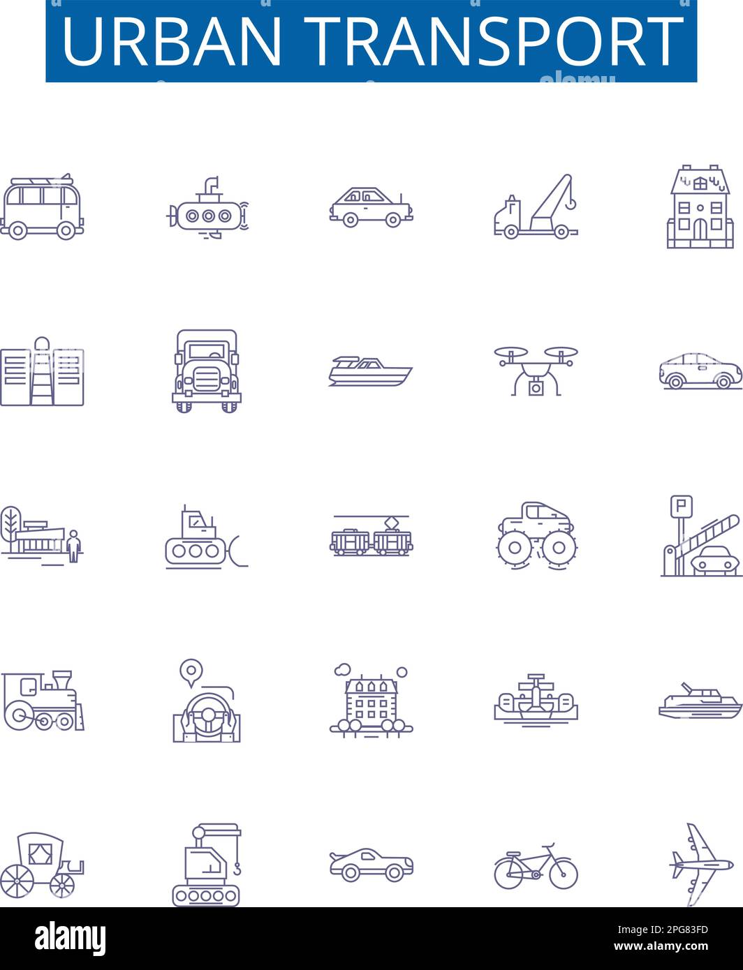 Urban transport line icons signs set. Design collection of City ...