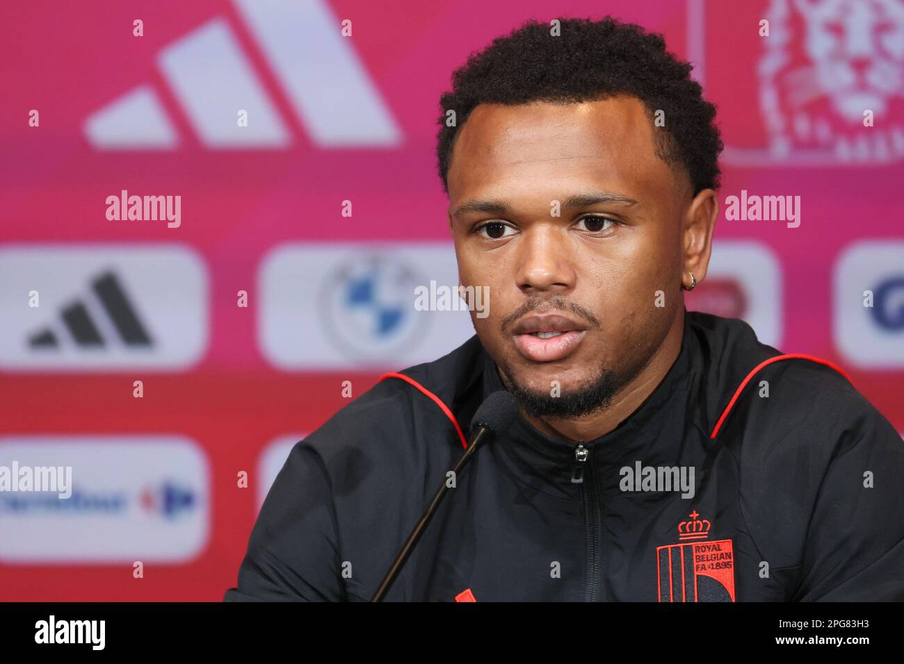 Tubize, Belgium. 21st March, 2023. Belgium's Lois Openda pictured ...