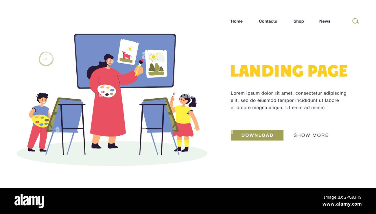 Cartoon artist teaching kids art of drawing Stock Vector Image & Art ...