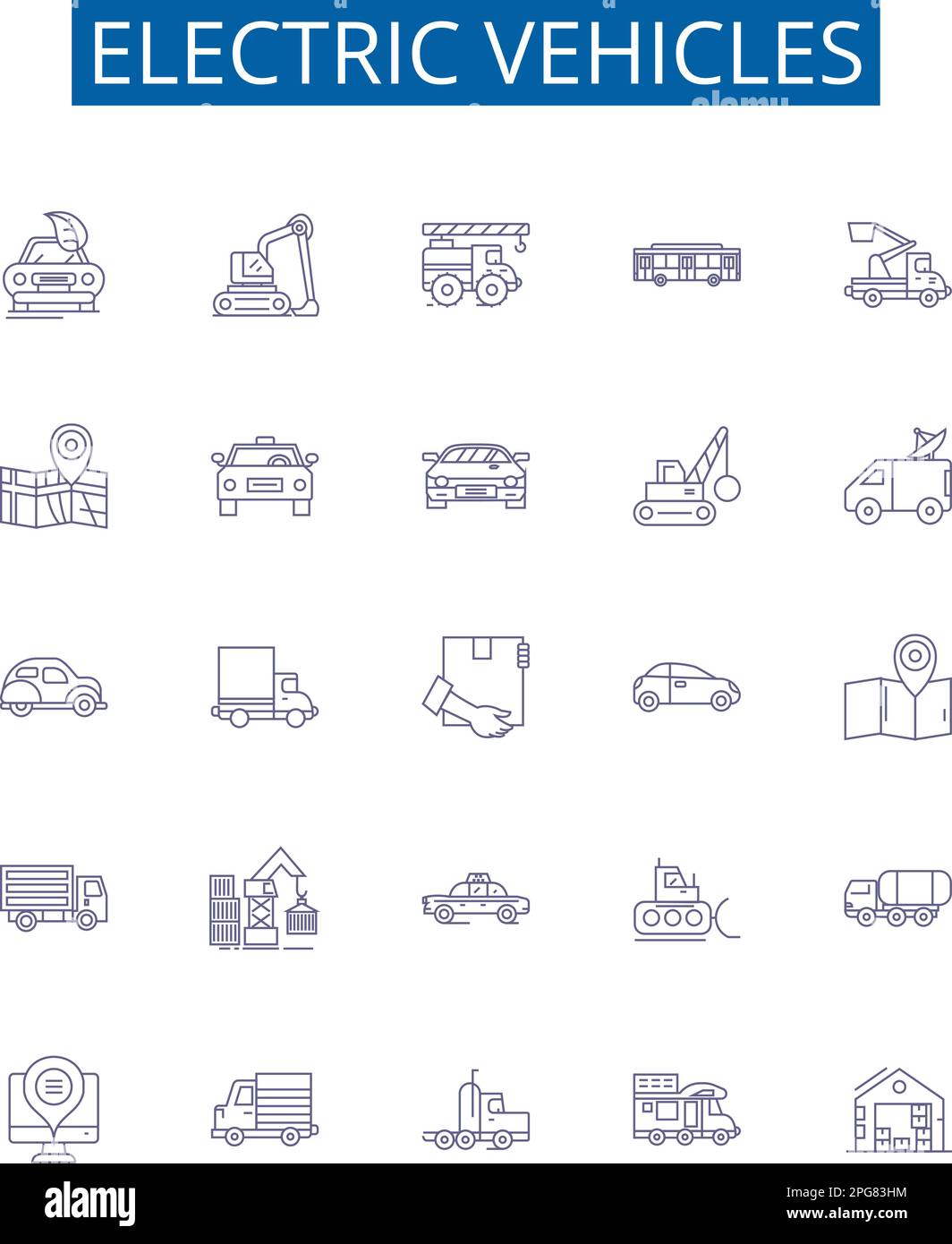 Electric vehicles line icons signs set. Design collection of Electric ...