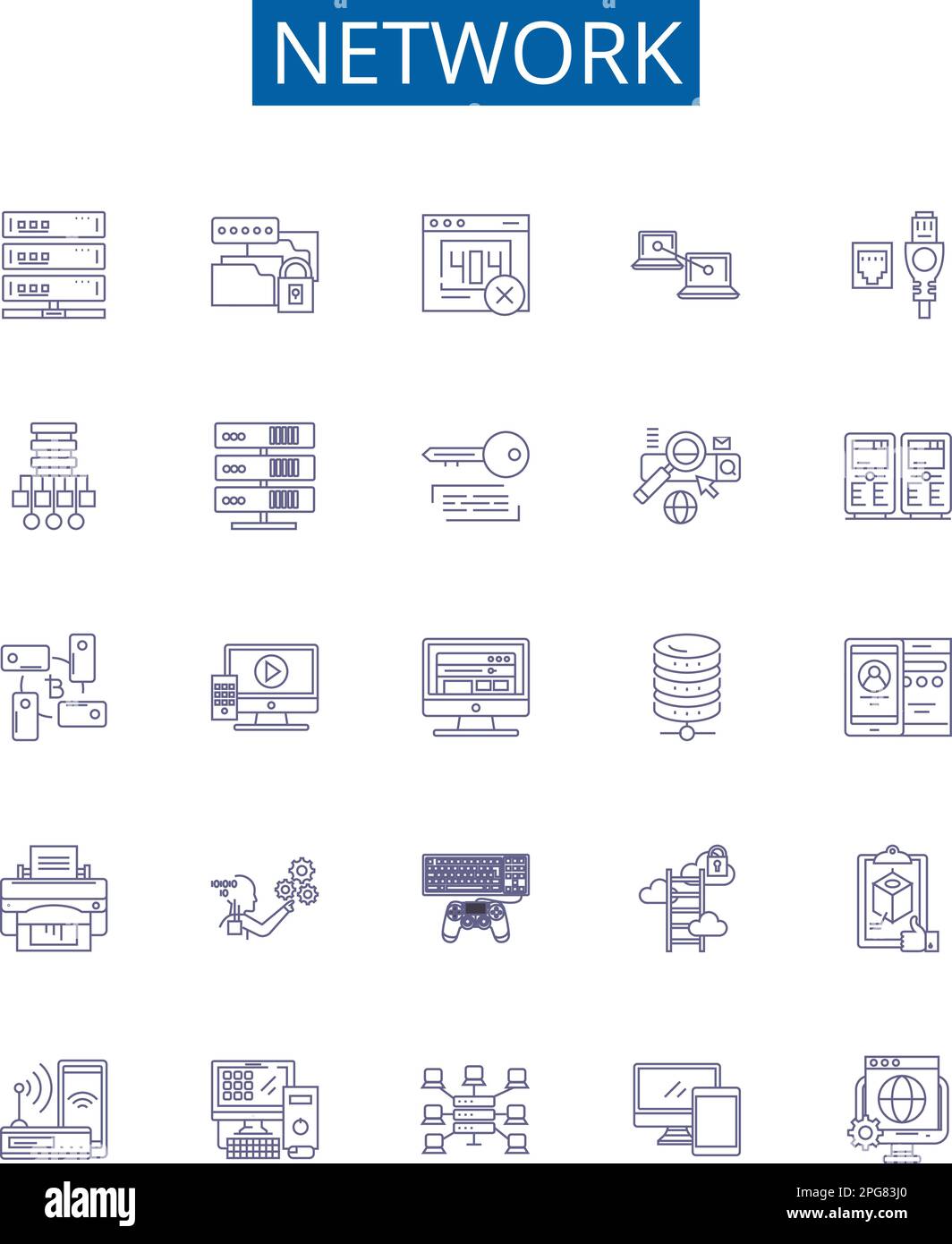 Network line icons signs set. Design collection of Network, Technology ... Network line icons signs set. Design collection of Network, Technology ...