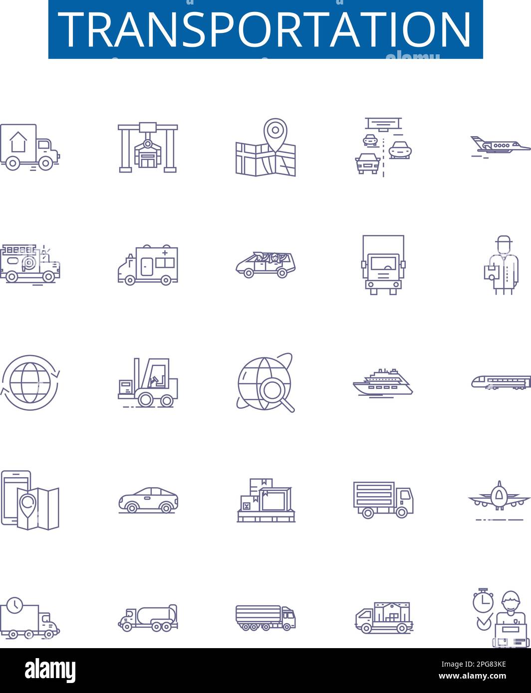Transportation line icons signs set. Design collection of Transport ...