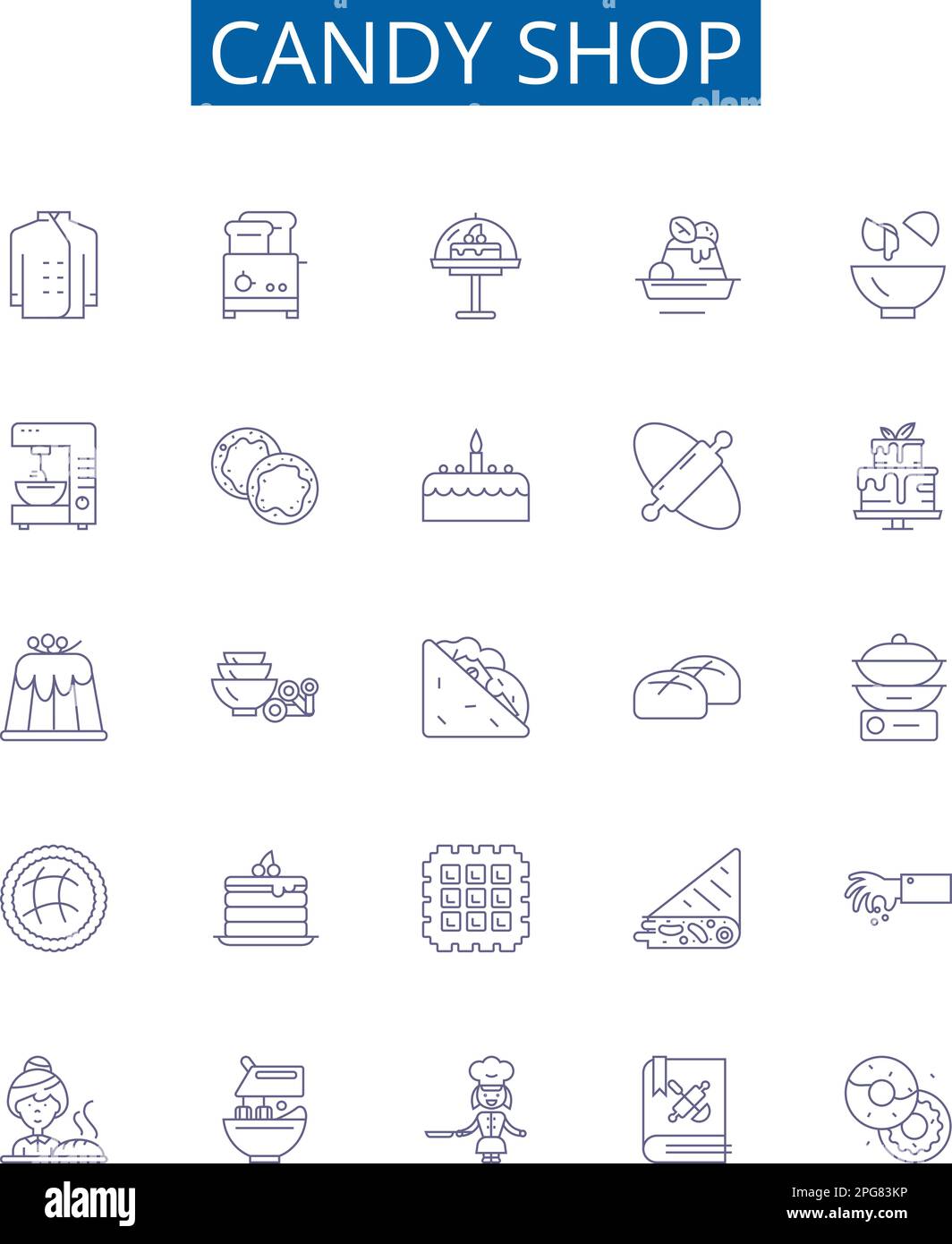 Candy shop line icons signs set. Design collection of Candy, Shop ...