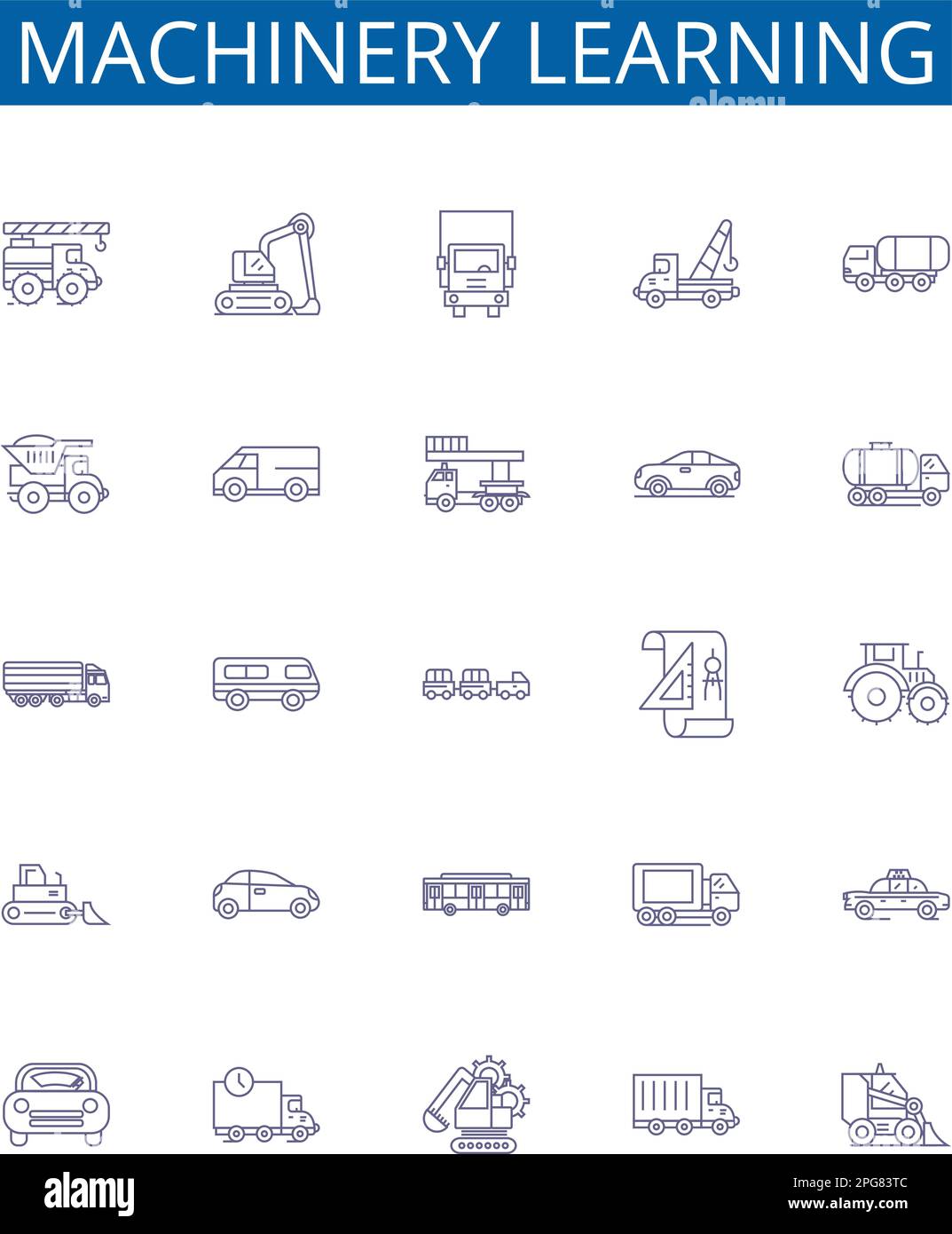 Machinery Learning Line Icons Signs Set Design Collection Of Machine