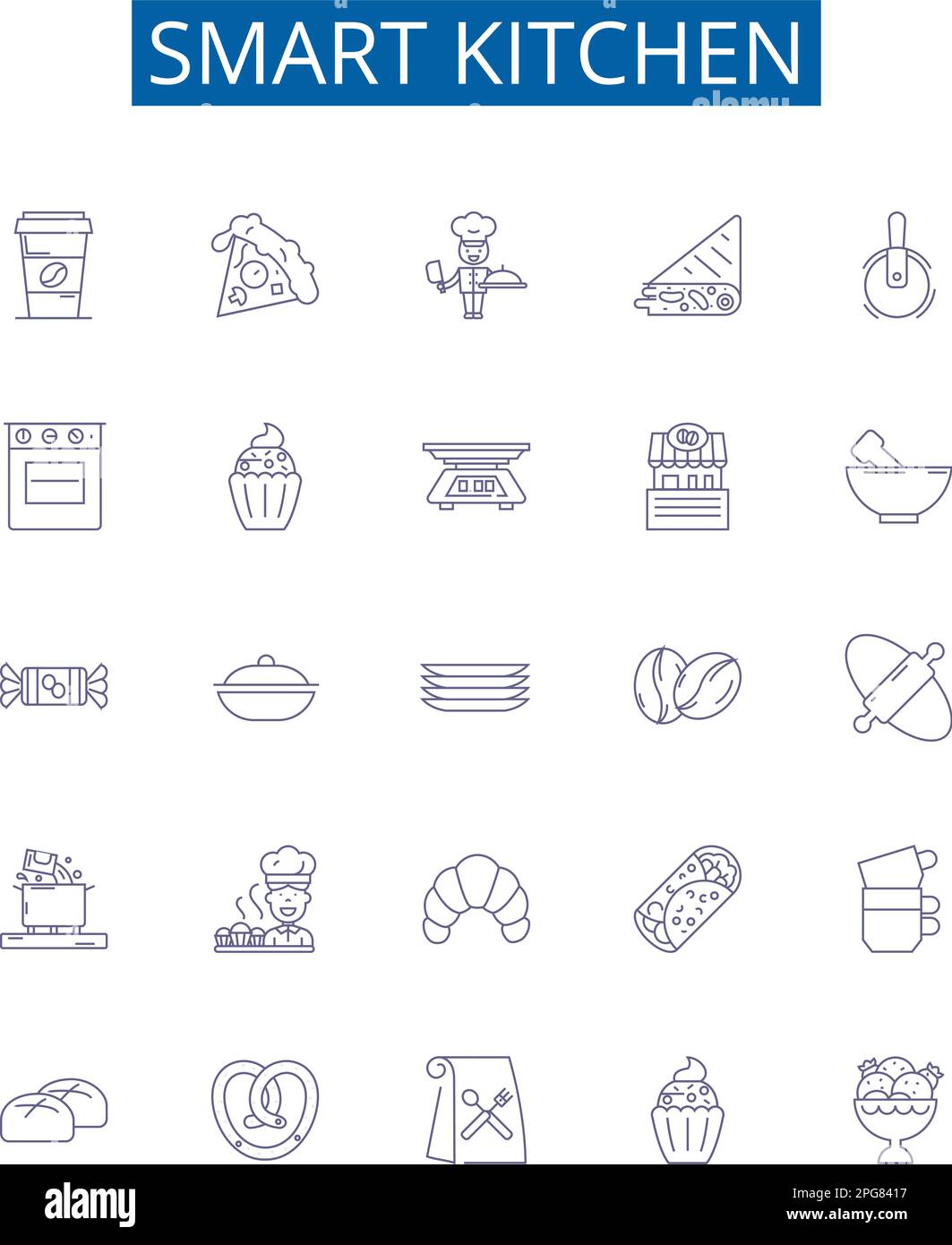 Smart kitchen line icons signs set. Design collection of Smart, Kitchen ...