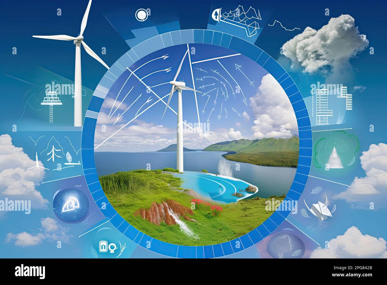 Renewable energy sources, such as wind turbines, solar panels and ...