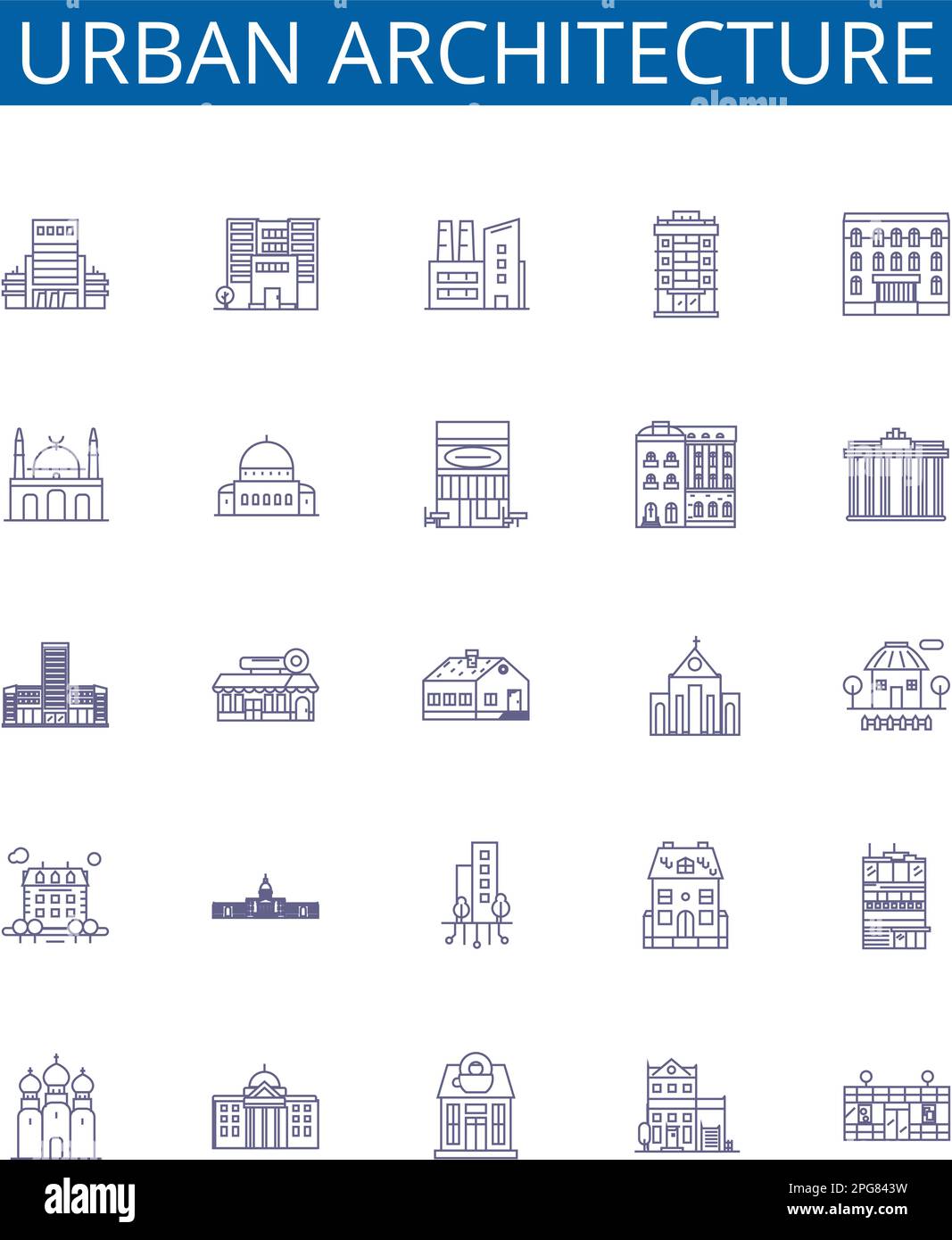 Urban Architecture Line Icons Signs Set Design Collection Of Urbanity Architecture Buildings