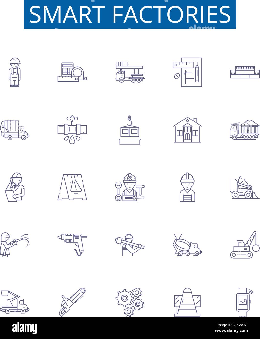Smart Factories Line Icons Signs Set Design Collection Of Smart