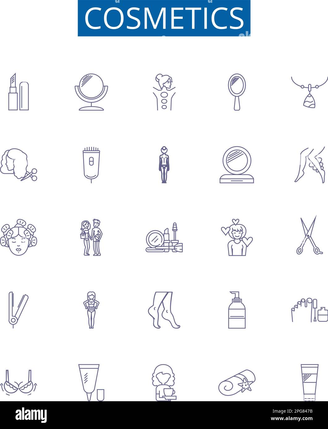 Cosmetics line icons signs set. Design collection of Makeup, Skincare ...