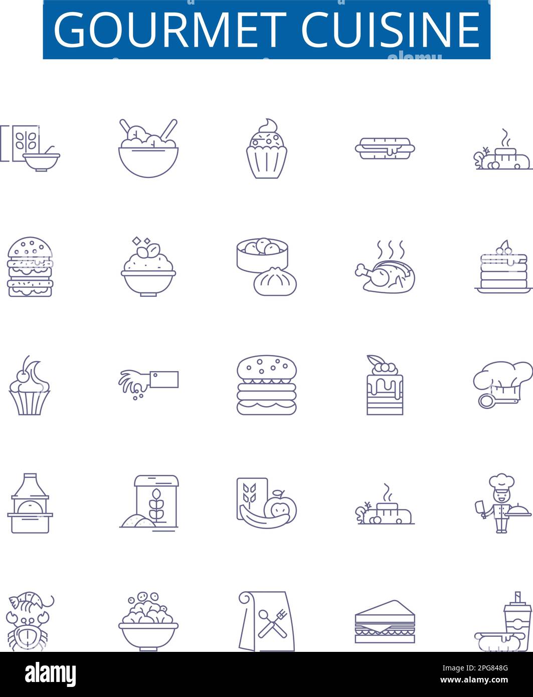 Gourmet cuisine line icons signs set. Design collection of Gourmet ...
