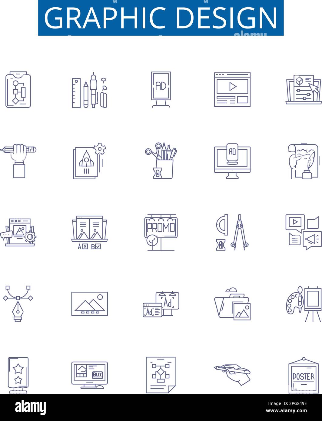 Graphic design line icons signs set. Design collection of Drawing ... Graphic design line icons signs set. Design collection of Drawing ...