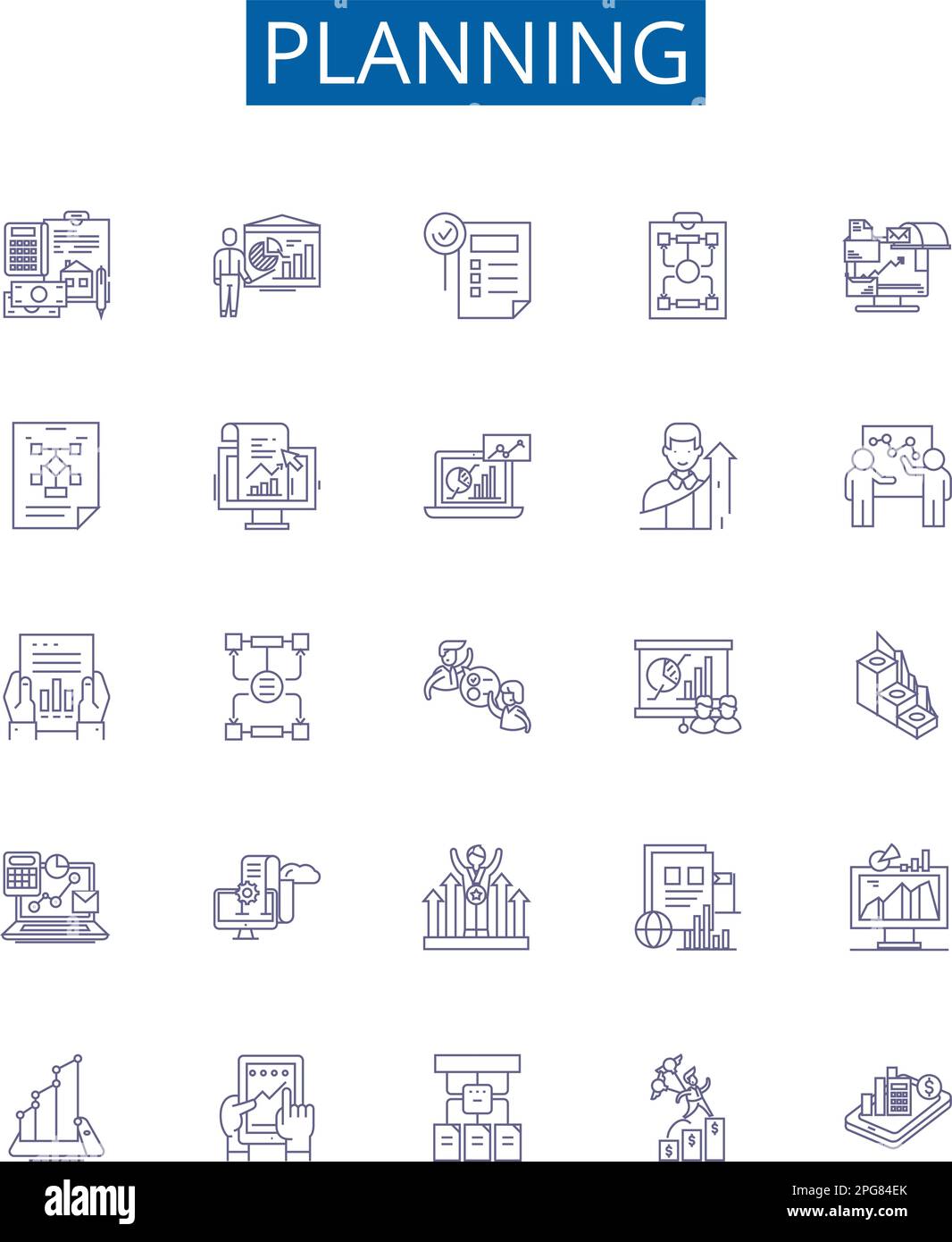 Planning Line Icons Signs Set Design Collection Of Organizing