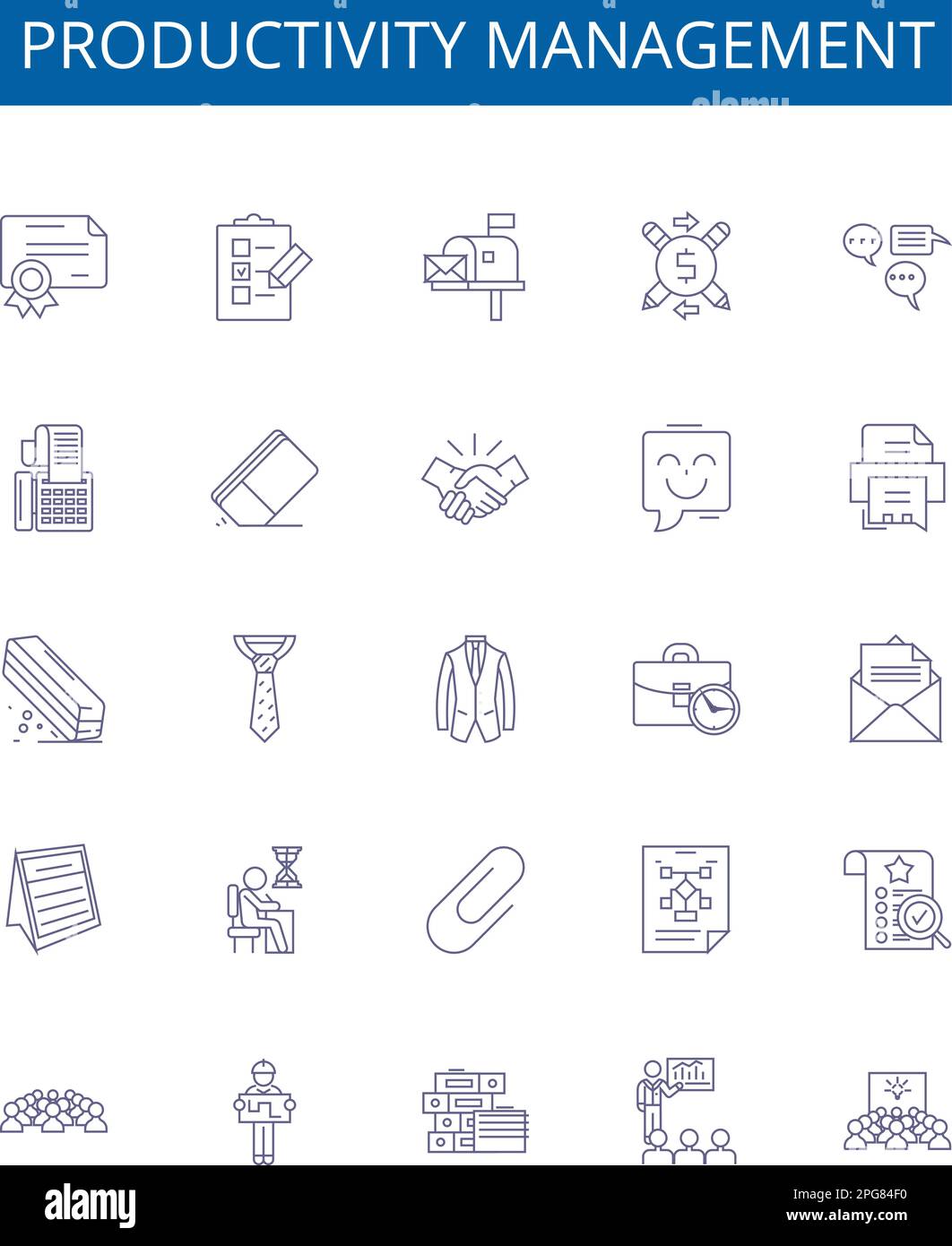 Productivity Management Line Icons Signs Set Design Collection Of Timekeeping Efficiency