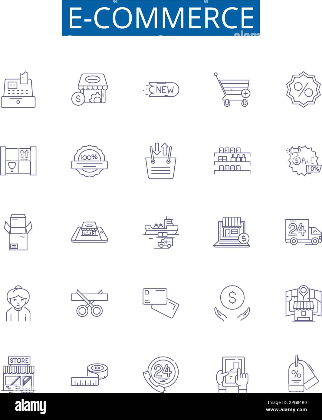 E Commerce Line Icons Signs Set Design Collection Of Online Shopping Marketplace Retail