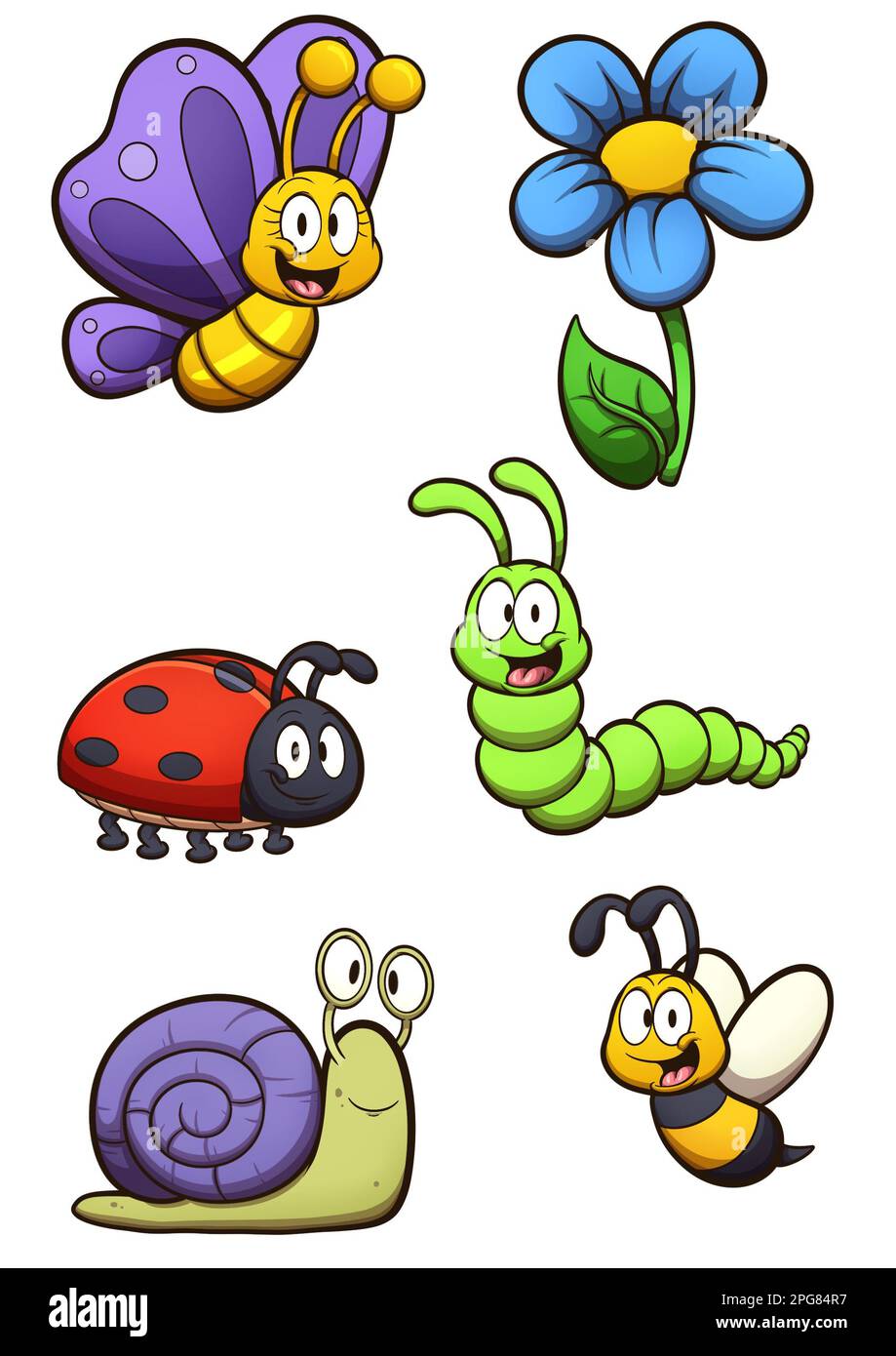 Cute Cartoon Insects. Clip art illustration with simple gradients Stock Photo - Alamy