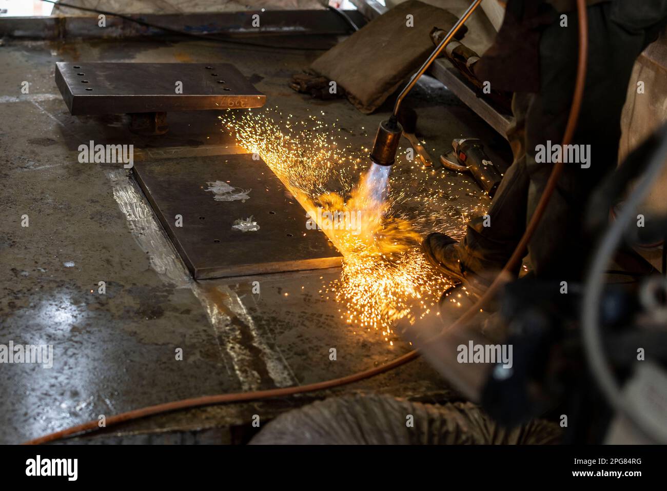 Duisburg, Germany. 21st Mar, 2023. The final weld seam to fully join ...